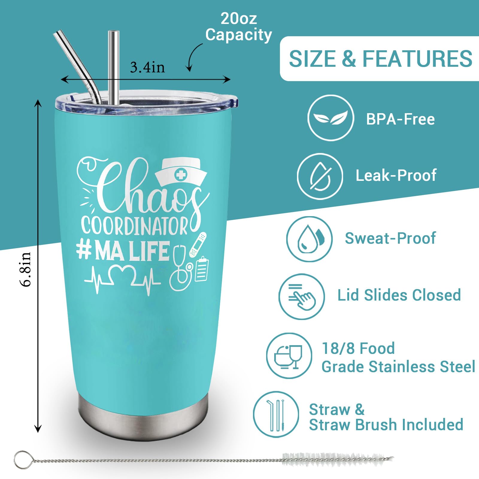 Louasedh Medical Assistant Gifts for Women, Medical Assistant Christmas Gifts, Gifts for Medical Assistants, Ma Appreciation Gifts, Best Medical Assistant Gifts 20 oz Tumbler