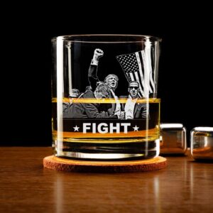 lucy engraving engraved trump fight whiskey glass - 11 oz, made in the usa