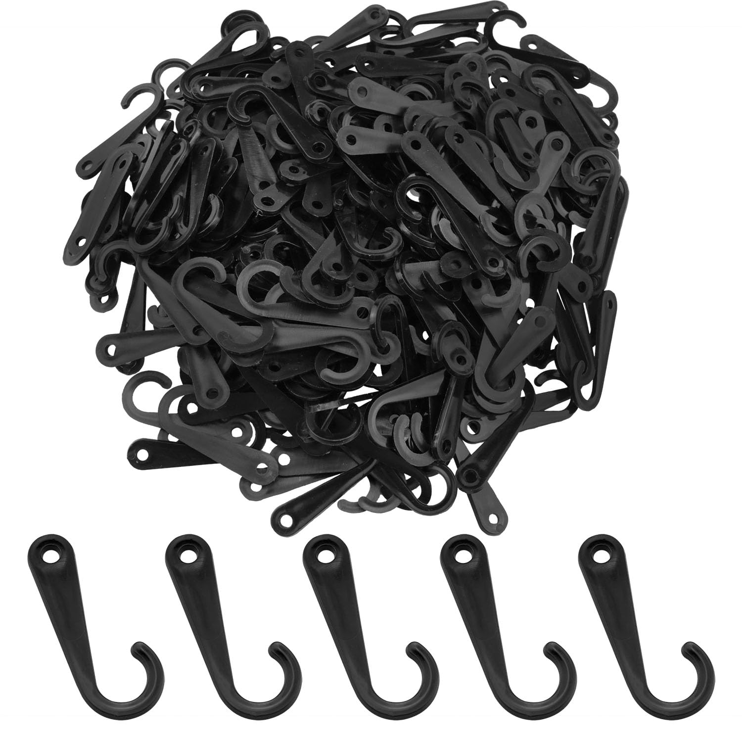 PIYANYO 3/4 inch Plastic Display Hook J-Hook for Clothing Socks Cap Underwear Hanging Display Stand, Black -500pcs