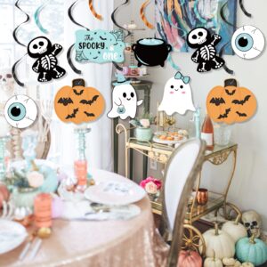 K KUMEED Halloween Birthday Party Decorations,20 PCS Blue The Spooky One Hanging Swirl Decorations,Cute Ghost Eyeballs Pumpkin for Outdoor Indoor Halloween 1st Birthday Boys First Birthday