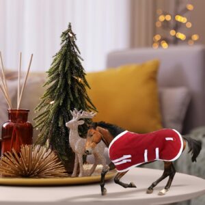 Yeyeplum Christmas Horse Model Blanket Tack Blanket Liner Traditional Blanket Horse Accessories Soft Horse Blanket Sheet, 1: 9 Scale, Red