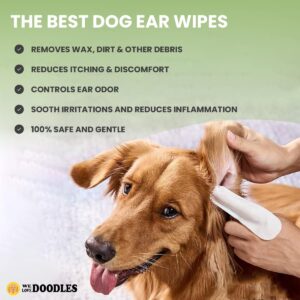 We Love Doodles Dog Ear Cleaner Finger Wipes - Cleans & Deodorizes Dog Ear Cleaner, Presoaked Dog Ear Wipes, Safe & Gentle Dog Ear Cleaning Solution - 50 PCS