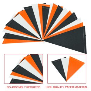 XIANMU 40 Feet 104 Pcs Orange Black White Banner Graduation Party Decorations Halloween Pennant Banner Paper Triangle Flag Bunting Garland for Birthday Wedding Fall Party Decoration