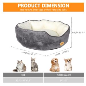 Heated Cat Bed Indoor Heated Pet Bed for Indoor Cats and Small Dogs, Electric Round Cat Heated Bed with Heating Pad, Adjustable Temperature & Timer, Washable Cat Warming Bed 20in (Gray)