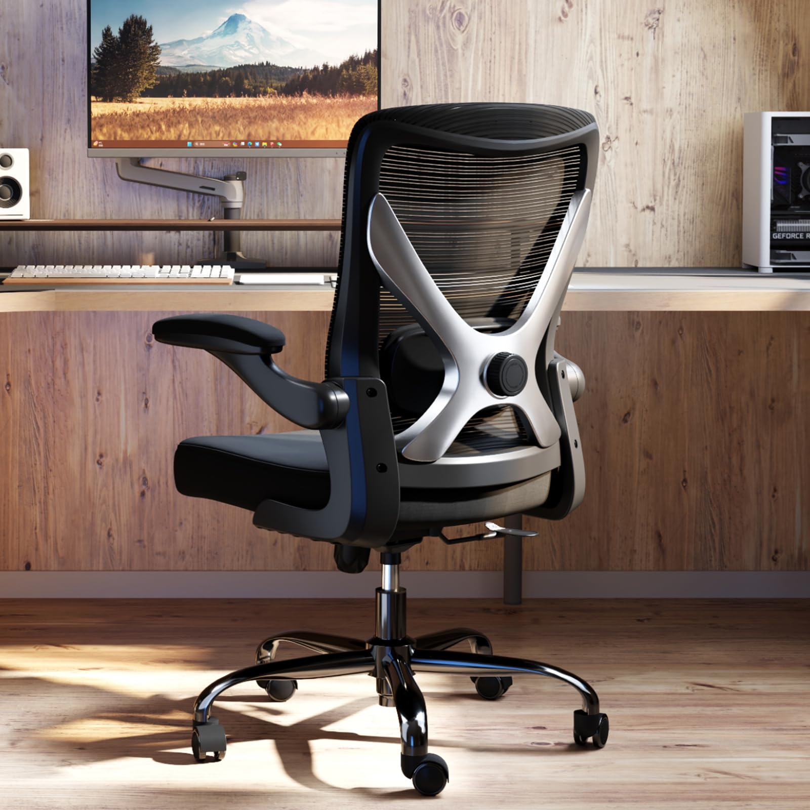 Ergalithic Ergonomic Office Chair - X-Shaped Computer Desk Chair Comfy, Gaming Chair, Office Chair with Lumbar Support, Mesh Office Chairs, Desk Chair for Long Hours (Black Silver)