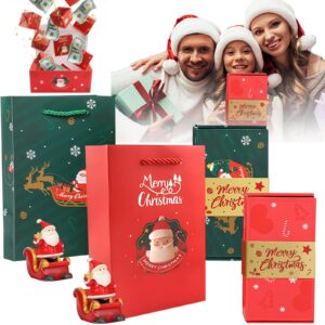 kahedincy surprise gift box explosion, 2024 newly merry christmas surprise gift boxes, folding bounce christmas gift box for money and birthday, pop-up explosion gift box - green&red