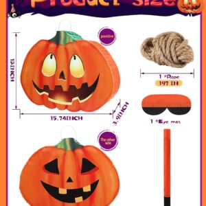 Halloween Pumpkin Piñata - 74pc Set: Complete Party Game with Toys, Goodie Bags, Bat & Blindfold - Perfect for Kids' Birthdays, Classroom Prizes & Festive Decorations