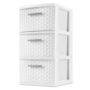 nsngxus 3 drawer weave tower, white