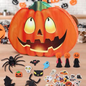 Halloween Pumpkin Piñata - 74pc Set: Complete Party Game with Toys, Goodie Bags, Bat & Blindfold - Perfect for Kids' Birthdays, Classroom Prizes & Festive Decorations