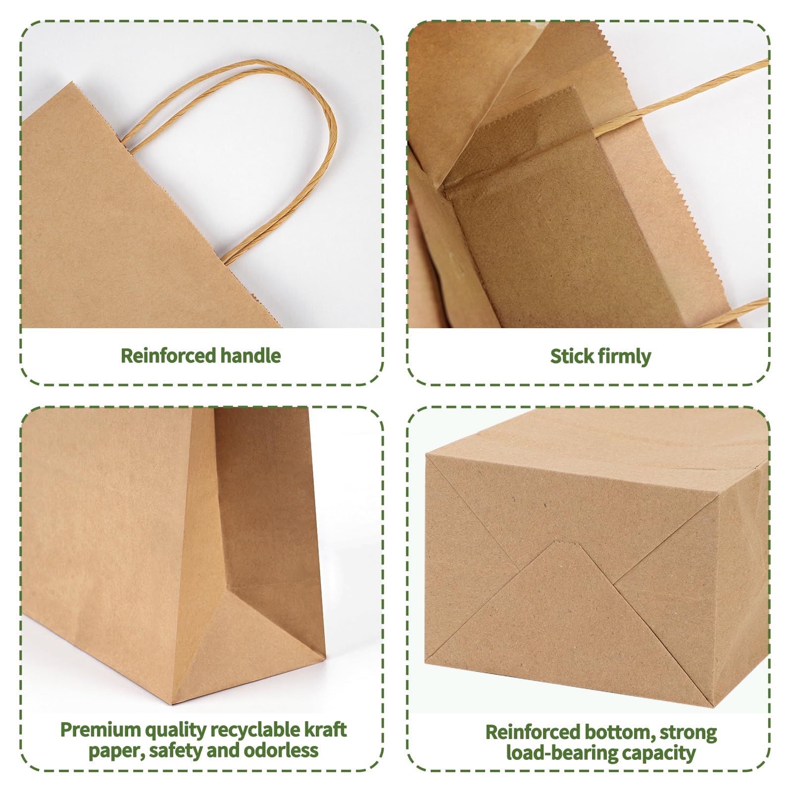 Moretoes 150pcs Paper Bags, 5.25x3.2x8 Inches Kraft Paper Bags, Small Brown Gift Bags with Handles Bulk, Retail Bags for Small Business, Shopping, Merchandise, Birthday Wedding Party Favor Bags