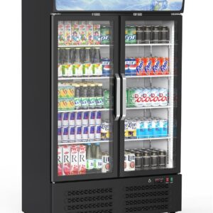 ACONEE Glass Door Display Fridge WRT571SMYB Refrigerator, Black