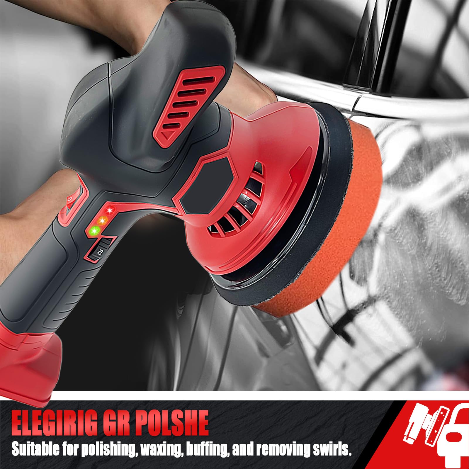 Cordless Car Buffer Polisher for Milwaukee m18 Battery, Polisher Machine Kit with 6 Variable Speed Up to 6000RPM, Cordless Buffer Polisher for Car Detailing/Polishing/Waxing(Battery Not Included)