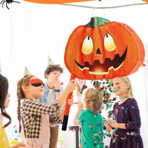 Halloween Pumpkin Piñata - 74pc Set: Complete Party Game with Toys, Goodie Bags, Bat & Blindfold - Perfect for Kids' Birthdays, Classroom Prizes & Festive Decorations