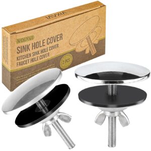 kitchen sink hole cover - stainless steel faucet hole cover - bathroom sink hole plug - modern design to match your aesthetic - durable covers work with most kitchen and bathroom sink holes