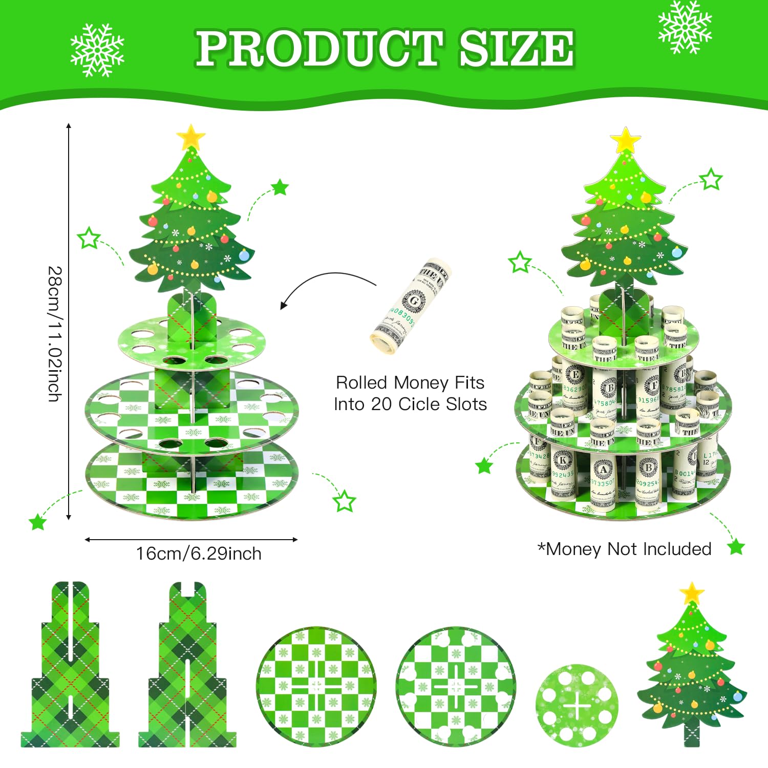 Christmas Money Holder for Cash Gift, Christmas Gifts Money Box Cash Cake for Christmas Gift Xmas Money Gift (Christmas Tree)