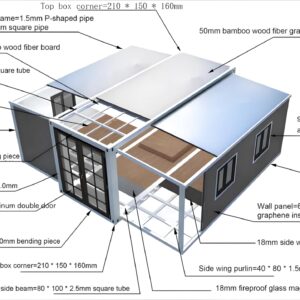 19x20FT Portable Prefabricated Tiny Home for Sale, Mobile Expandable Plastic Prefab House with 1 Full Equiped Bathroom and Kitchen,Container House for Adults Living,Foldable Home with Steel Frame