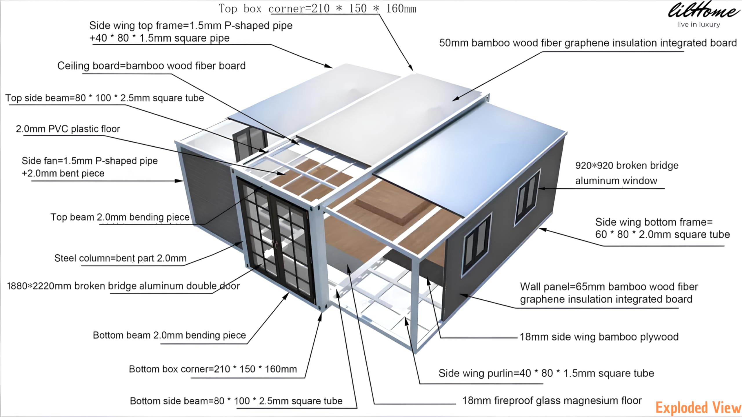 19x20FT Portable Prefabricated Tiny Home for Sale, Mobile Expandable Plastic Prefab House with 1 Full Equiped Bathroom and Kitchen,Container House for Adults Living,Foldable Home with Steel Frame