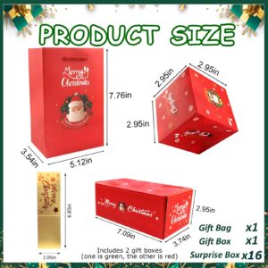 Kahedincy Surprise Gift Box Explosion, 2024 Newly Merry Christmas Surprise Gift Boxes, Folding Bounce Christmas Gift Box for Money and Birthday, Pop-Up Explosion Gift Box - Green&Red