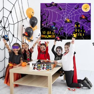 Bolake Halloween Party Games Halloween Pin The Tail Games for Kids Halloween Pin The Spider On The Web Game Include Night Glow Tattoo Stickers Poster Eye Masks Stickers Halloween Party Favors