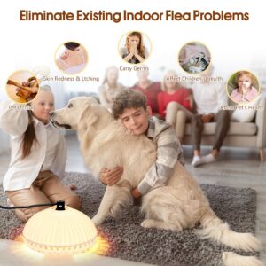 Flea Traps for Inside Your Home, 2 Pack Flea Trap Light with 4 Sticky Discs & 6 Bulbs, Shell Shape Electric Flea Killer Bed Bug Trap, Natural Indoor Pest Control Trap for Home, Safe to Pet & Child