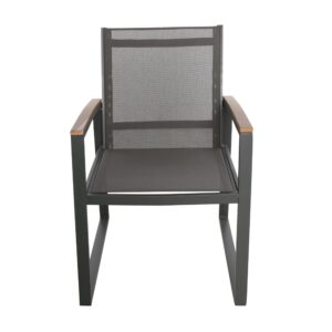 Christopher Knight Home Glasgow Outdoor Aluminum and Mesh Dining Chairs (Set of 4), 22.25 "W x 24.5 "D x 33.5 "H, Gray + Natural Brown