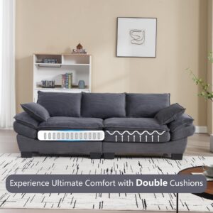 88.58" Corduroy Loveseat Sofa Couch for Living Room, 2 Seater Grey Cloud Couch Oversized Loveseat Comfy Mini Couch for Bedroom, Modern Sleeper Sectional Sofa for Small Spaces Apartment