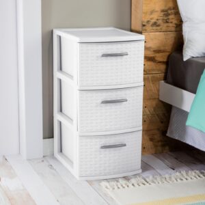 Nsngxus 3 Drawer Weave Tower, White