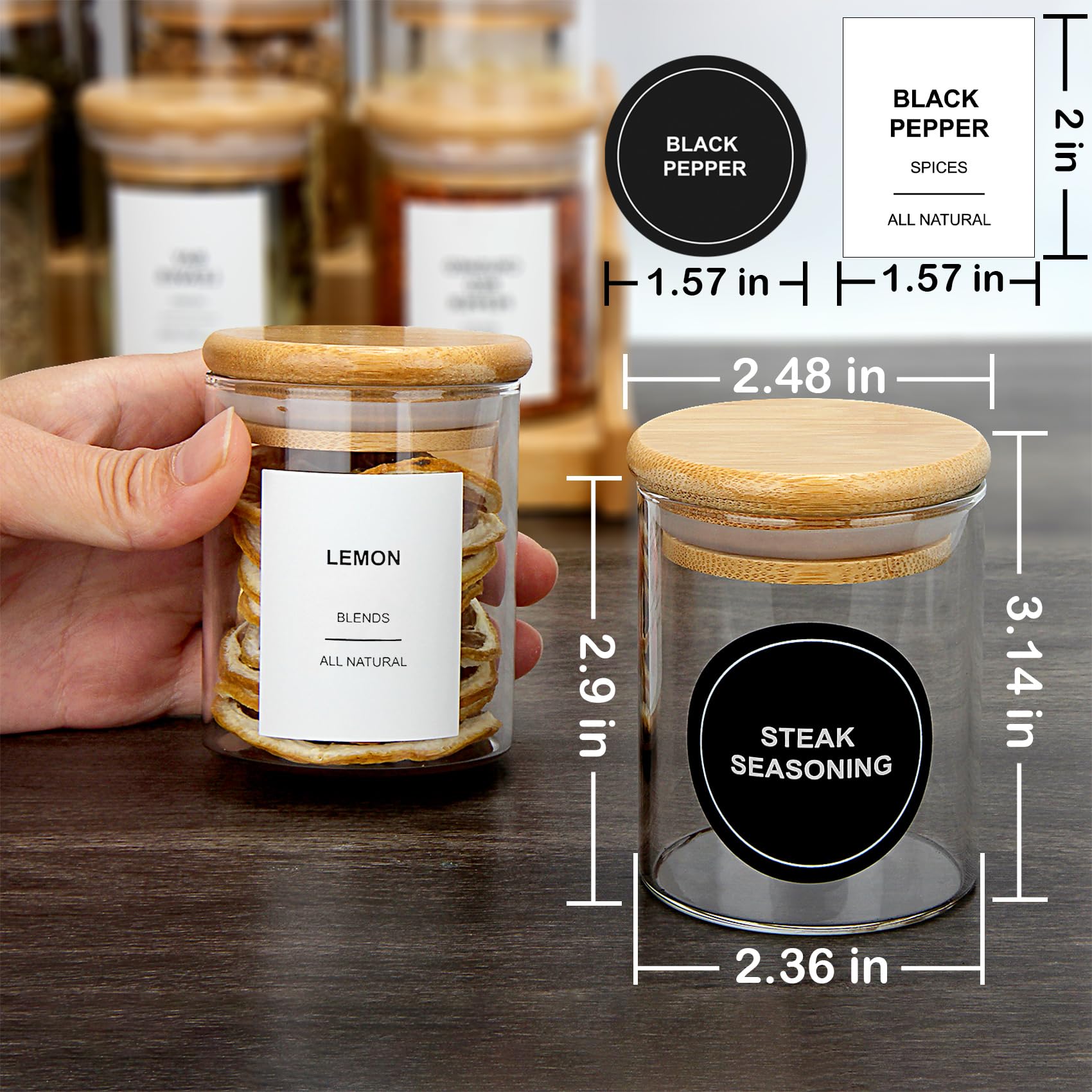 EgticHome 4OZ Glass Spice Jars with Bamboo Lids and 315 Labels, 32 Pcs Clear Food Storage Containers for Kitchen Sugar Salt Coffee Tea Beans