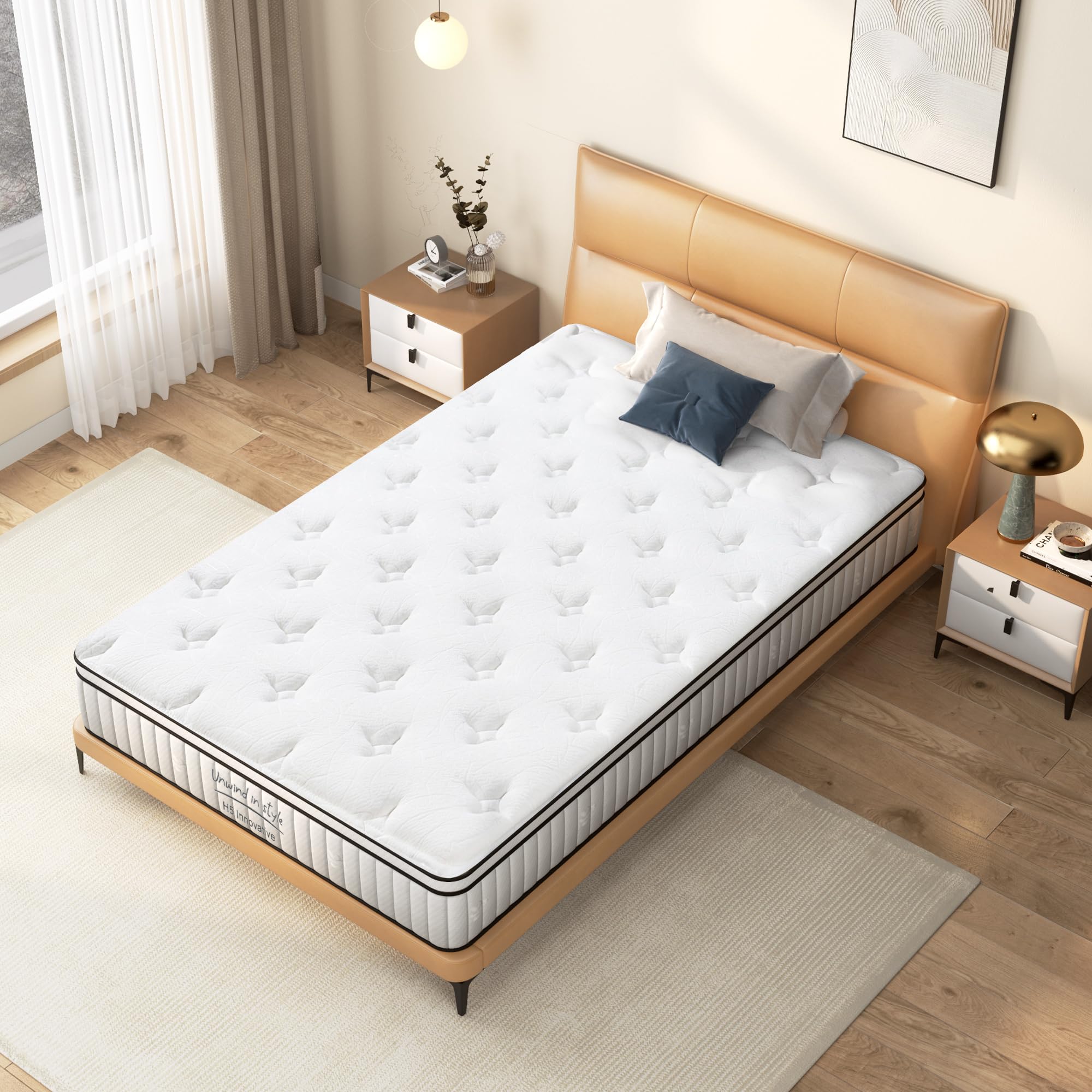 Twin Mattress,10 inch Hybrid Mattress Twin Size,Medium Firm Mattress with Memory Foam and Pocket Springs,Breathable Cover 10 inch Twin Bed in a Box,38"X75"X10"