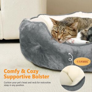 Heated Cat Bed Indoor Heated Pet Bed for Indoor Cats and Small Dogs, Electric Round Cat Heated Bed with Heating Pad, Adjustable Temperature & Timer, Washable Cat Warming Bed 20in (Gray)