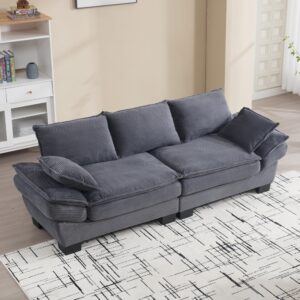 88.58" corduroy loveseat sofa couch for living room, 2 seater grey cloud couch oversized loveseat comfy mini couch for bedroom, modern sleeper sectional sofa for small spaces apartment