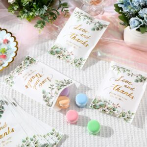 Geiserailie 100 Pcs Wedding Favor Bags Love and Thanks Bags Wedding Favors Candy Buffet Bags Self Adhesive Wedding Gift Bags Paper Wedding Treat Bags Party Favor Goodie Bags, 5 x 8 inch