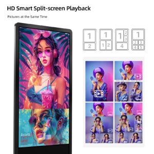 JASZDOT 55'' Digital Signage Displays 4K UHD 3840p LCD Touchscreen Kiosk Floor Standing Auto Smart AD Display Support USB/HDMI/WiFi Android OS（55'' Touch Screen）