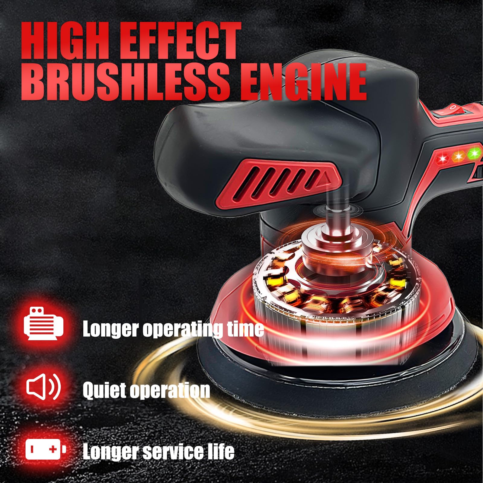 Cordless Car Buffer Polisher for Milwaukee m18 Battery, Polisher Machine Kit with 6 Variable Speed Up to 6000RPM, Cordless Buffer Polisher for Car Detailing/Polishing/Waxing(Battery Not Included)