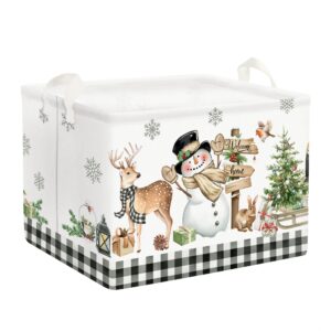 clastyle brown plaid snowman christmas tree gift basket large winter deer gnome truck snowflake nursery bin cube collapsible rectangle kid clothes toy book shelf basket