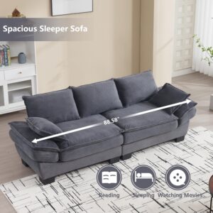 88.58" Corduroy Loveseat Sofa Couch for Living Room, 2 Seater Grey Cloud Couch Oversized Loveseat Comfy Mini Couch for Bedroom, Modern Sleeper Sectional Sofa for Small Spaces Apartment