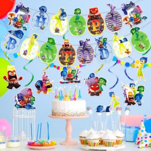 Happy Birthday Party Supplies, Cartoon Birthday Party Decorations Includes Happy Birthday Banner, Hanging Swirls for Kids Boys Girls, Baby Shower Party Favors Supplies Outdoor Indoor