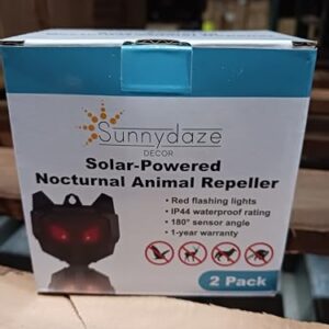 Sunnydaze Wall-Mounted Solar Nocturnal Animal Repellers - Waterproof Design - Red Flashing Lights - Battery Included - 2-Pack