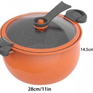 Non Stick Pressure Cooker,Thickened and Durable Medical Stone Soup Pot 8L Large Capacity Micro Pressure Cooker with Transparent Glass Lid (Orange)