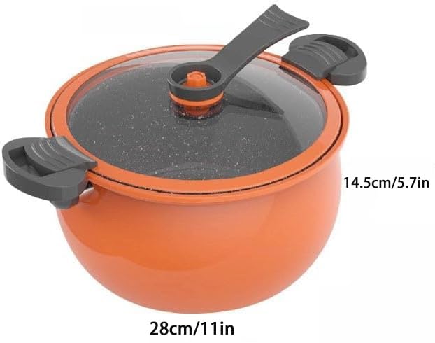 Non Stick Pressure Cooker,Thickened and Durable Medical Stone Soup Pot 8L Large Capacity Micro Pressure Cooker with Transparent Glass Lid (Orange)