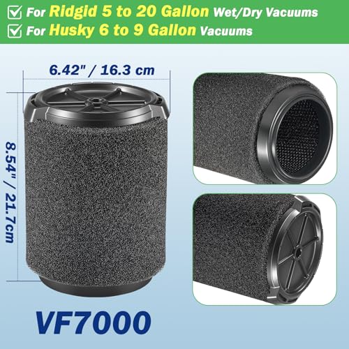 VF7000 Filter Replacement Compatible with Ridgid 5-20 Gallon Wet/Dry Vacuums Cleaners And Husky 6-9 Gallon Vacuum Cleaners Replacement Filter, 2 Pack