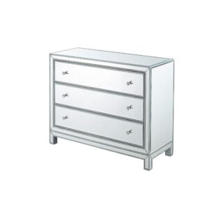 bailey street home 3 drawers mirrored cabinet in modern style-32 inches tall and 16 inches wide-antique silver finish 779-bel-5046475