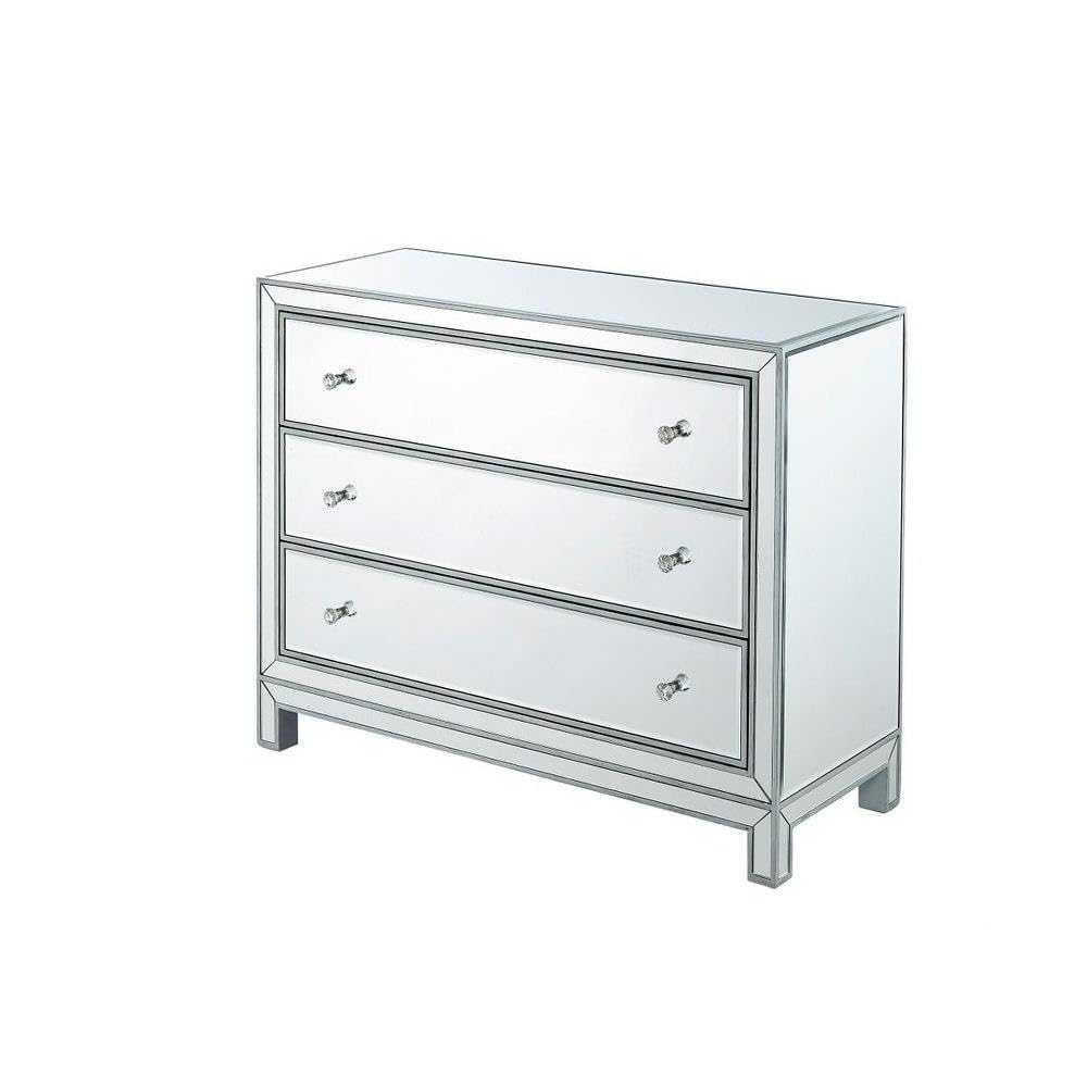 Bailey Street Home 3 Drawers Mirrored Cabinet in Modern Style-32 inches Tall and 16 inches Wide-Antique Silver Finish 779-Bel-5046475