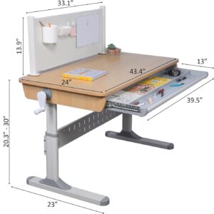 ApexDesk Height Adjustable Study Desk 43" with Drawer & Chair (Desk and Chair Bundle – KD Series Grey)