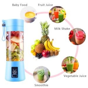 Portable Blender for Shakes and Smoothies, 380ml USB Rechargeable Personal Blender, Powerful Mini Juice Blender with 4 Blades Ice Tray for Travel Sports Kitchen【Ship from US】