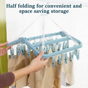 ZHOSXRC Clip and Drip Hanger,Clothes Hanger Drying Rack,32 Clips Plastic Hanging Drying Rack,Sock Hangers Windproof Clip and Drip Hanger for Drying Socks, Bras, Towel, Underwear, Baby Clothes