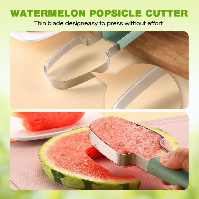 3-in-1 Watermelon Fork Slicer Cutter, 2024 Upgraded Stainless Steel Watermelon Windmill Cutter, Watermelon Cutter Slicer Tool with Watermelon Ice Cream Molds And Forks(Beige,1pcs)