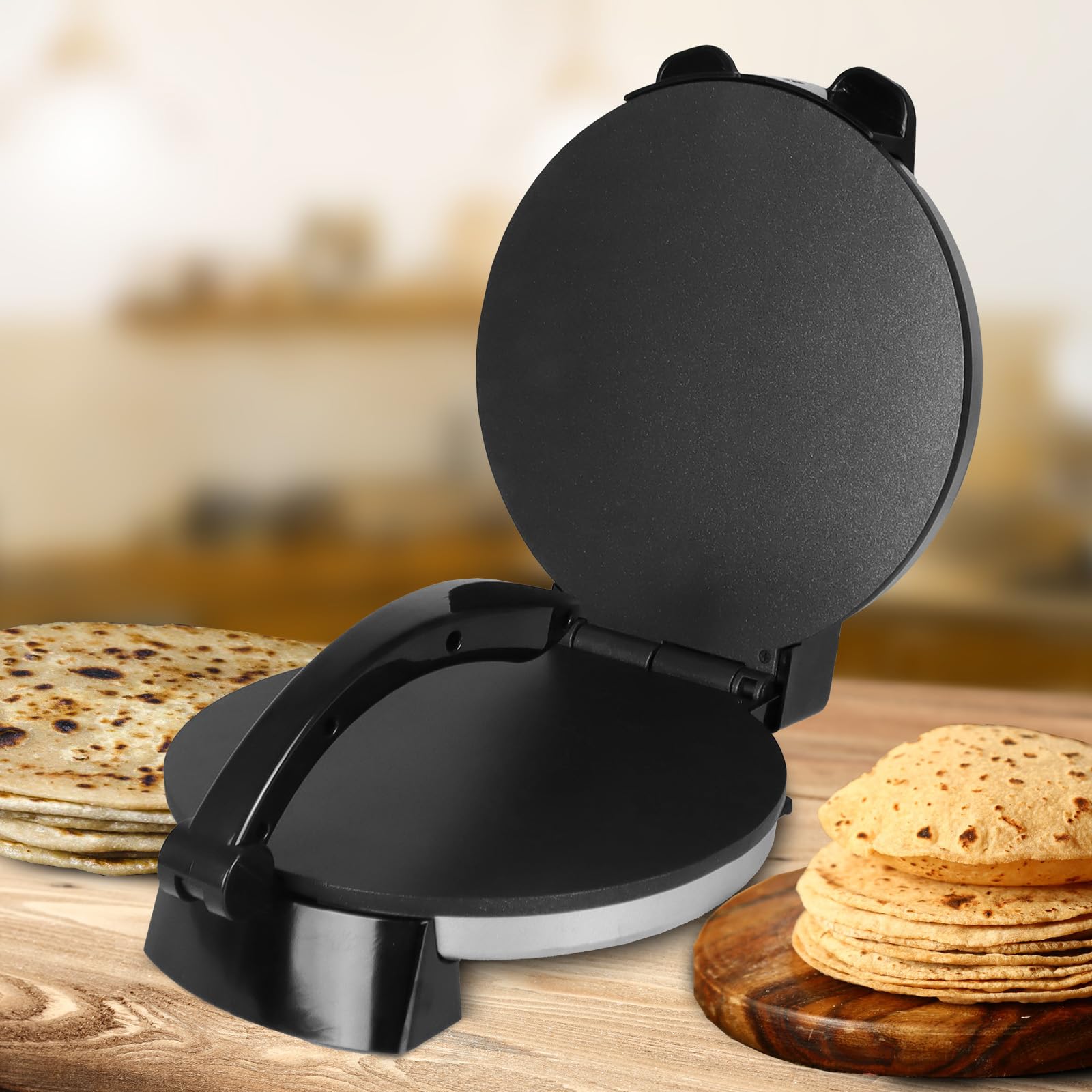 Roti Maker Machine Electric Tortilla press 10 Inch Stainless Steel Non-Stick Electric Tortilla Maker to make Indian style Chapati, Tortilla.