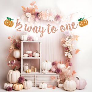 Pumpkin 1/2 Way to One Banner, Fall Half Birthday Decorations Girl, Happy 6 Months, Little Pumpkin Baby Shower Birthday Party Decorations, Rose Gold Glitter