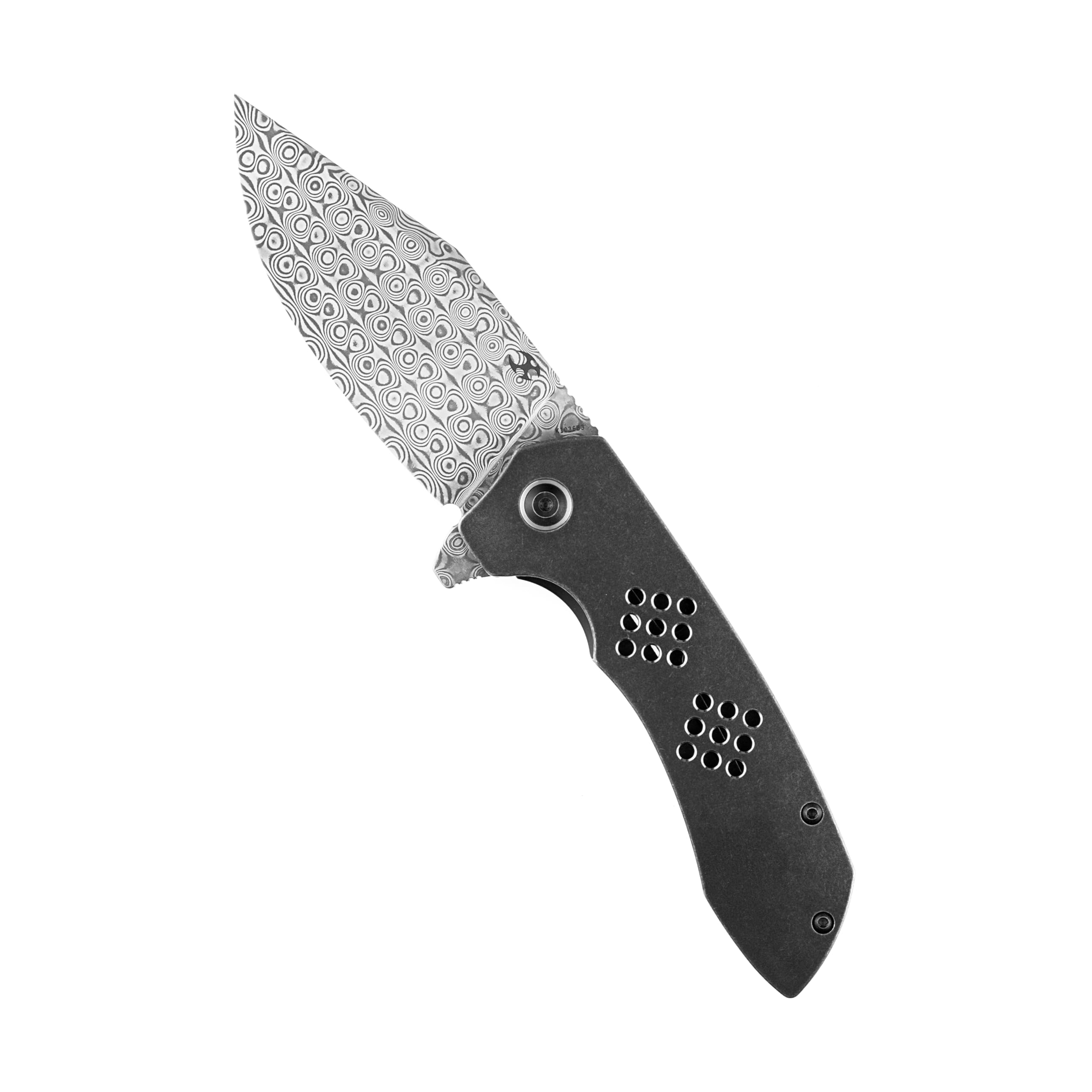 KANSEPT Entity Pocket Folding Knives EDC Camping Folding Knife 3.52'' Dmascus Blade Pocket Folding Knife with Black TiCn Coated and Stonewashed Titanium Handle Everyday Carry K1036B3